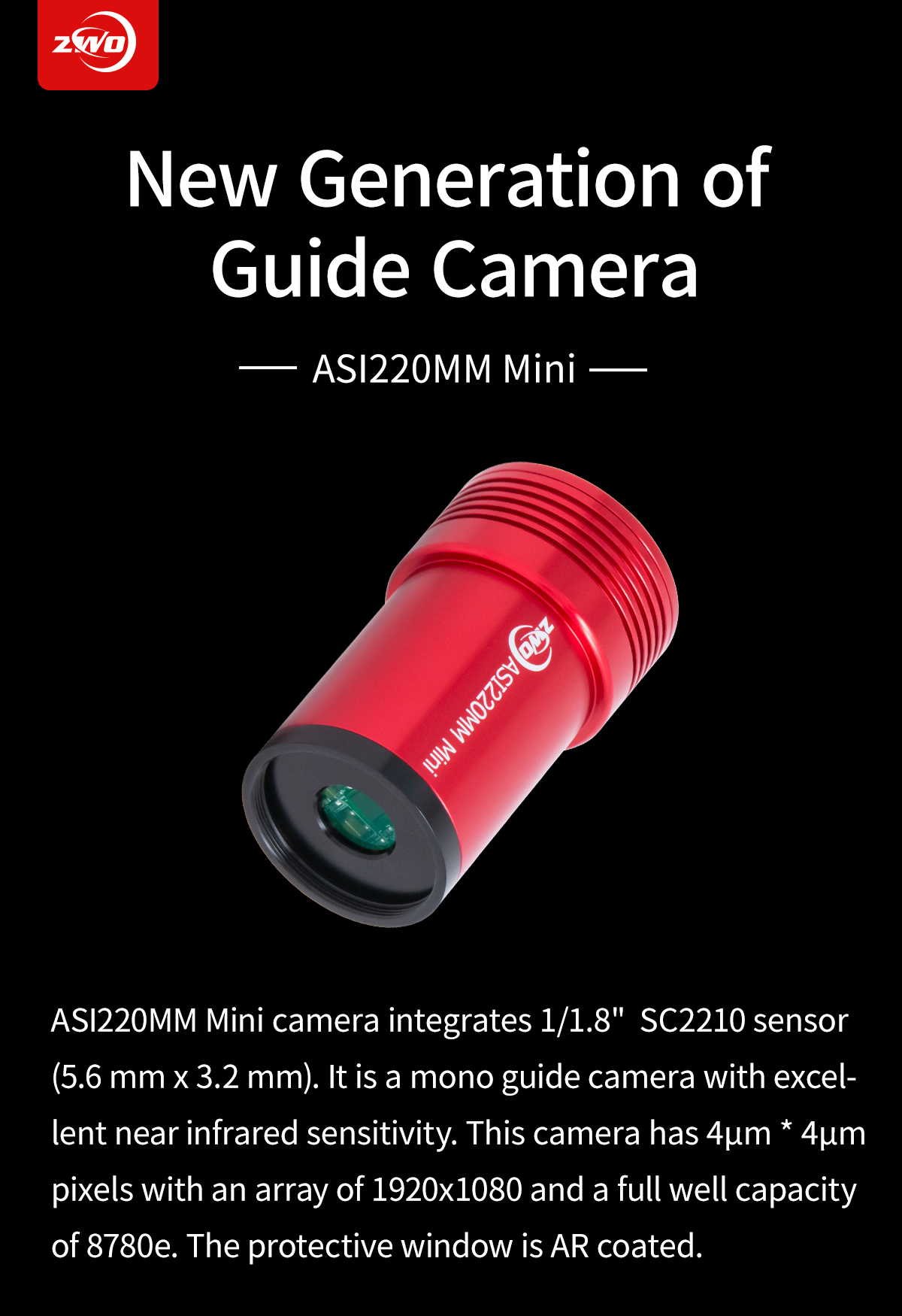 ZWO ASI 220MM Mini Guide Camera | First Light Optics