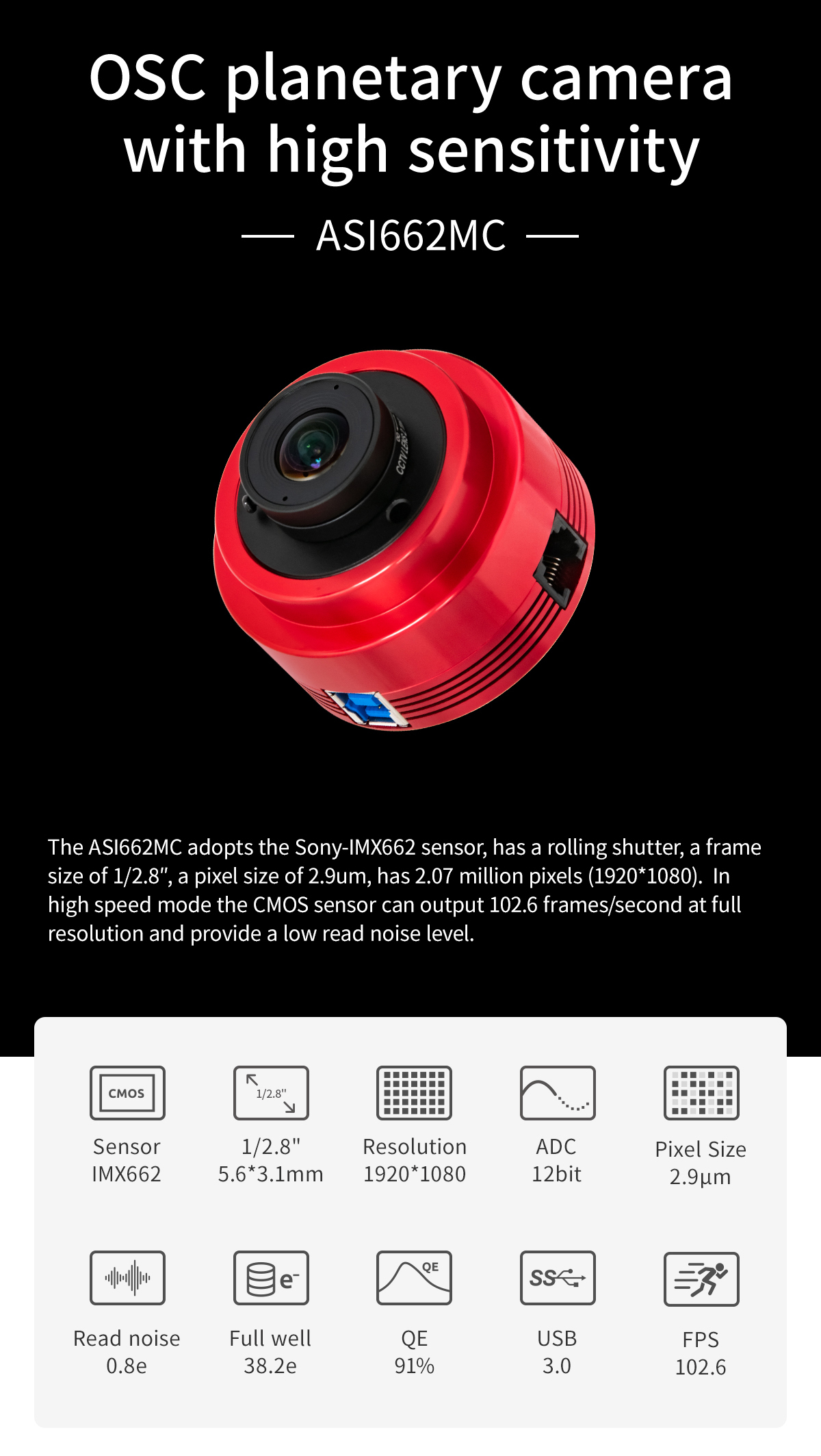 ZWO ASI 662MC USB 3 Camera | First Light Optics