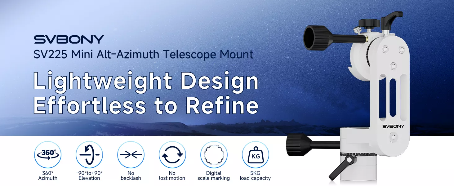 SVbony SV225 Mini Alt-Azimuth Telescope Mount | First Light Optics