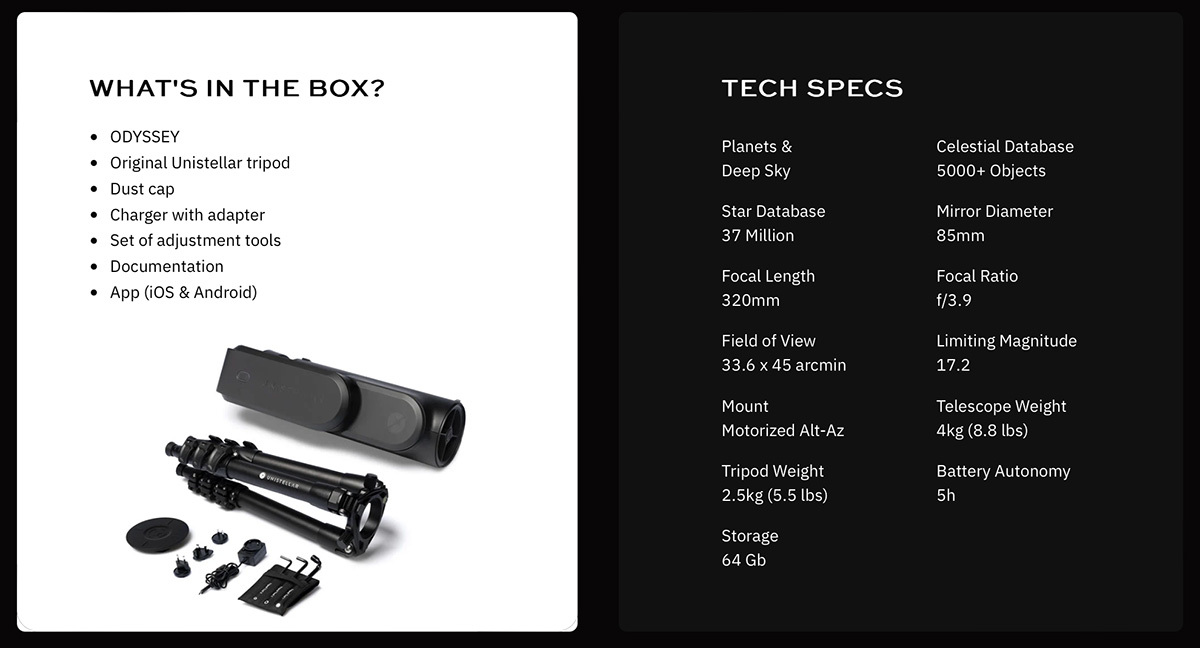 Unistellar Odyssey Smart Telescope | First Light Optics