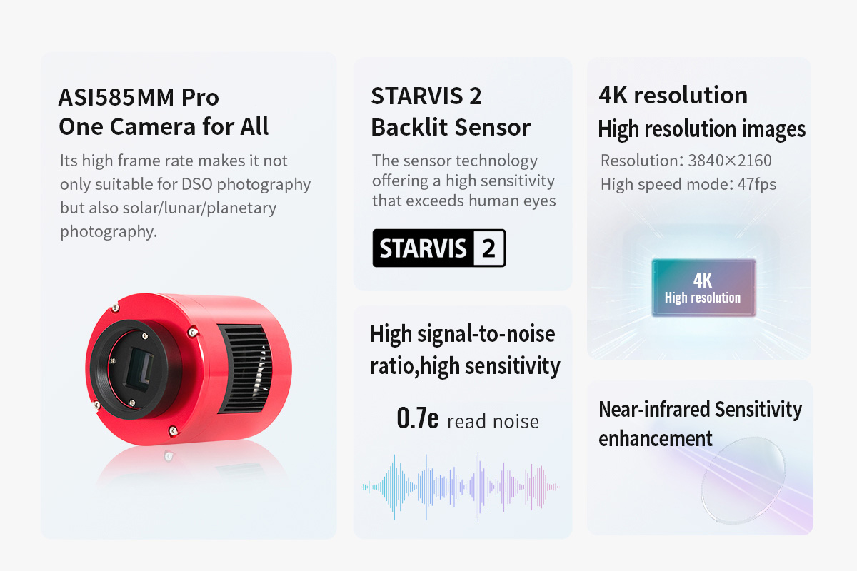 ZWO ASI 585MM-Pro USB 3.0 Cooled Mono Camera | First Light Optics