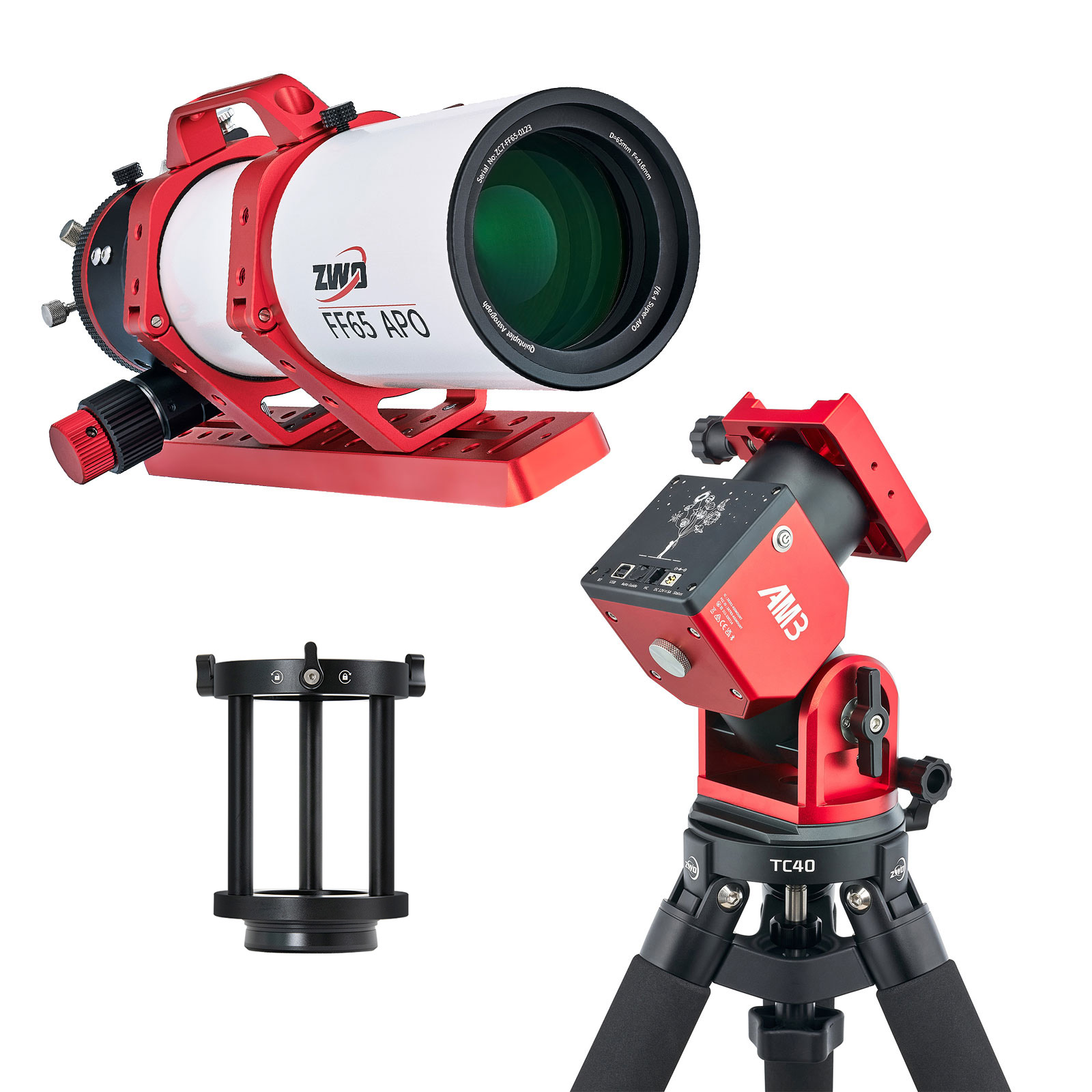 ZWO FF65 Telescope, AM3N Mount, TC40 Tripod & 160mm Pier Extension ...